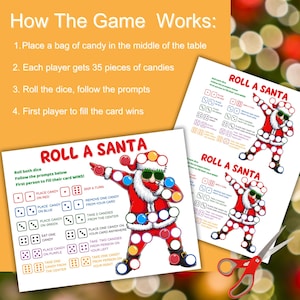 Roll a Santa Dice Game, Printable Holiday Game, Christmas Party, Candy ...