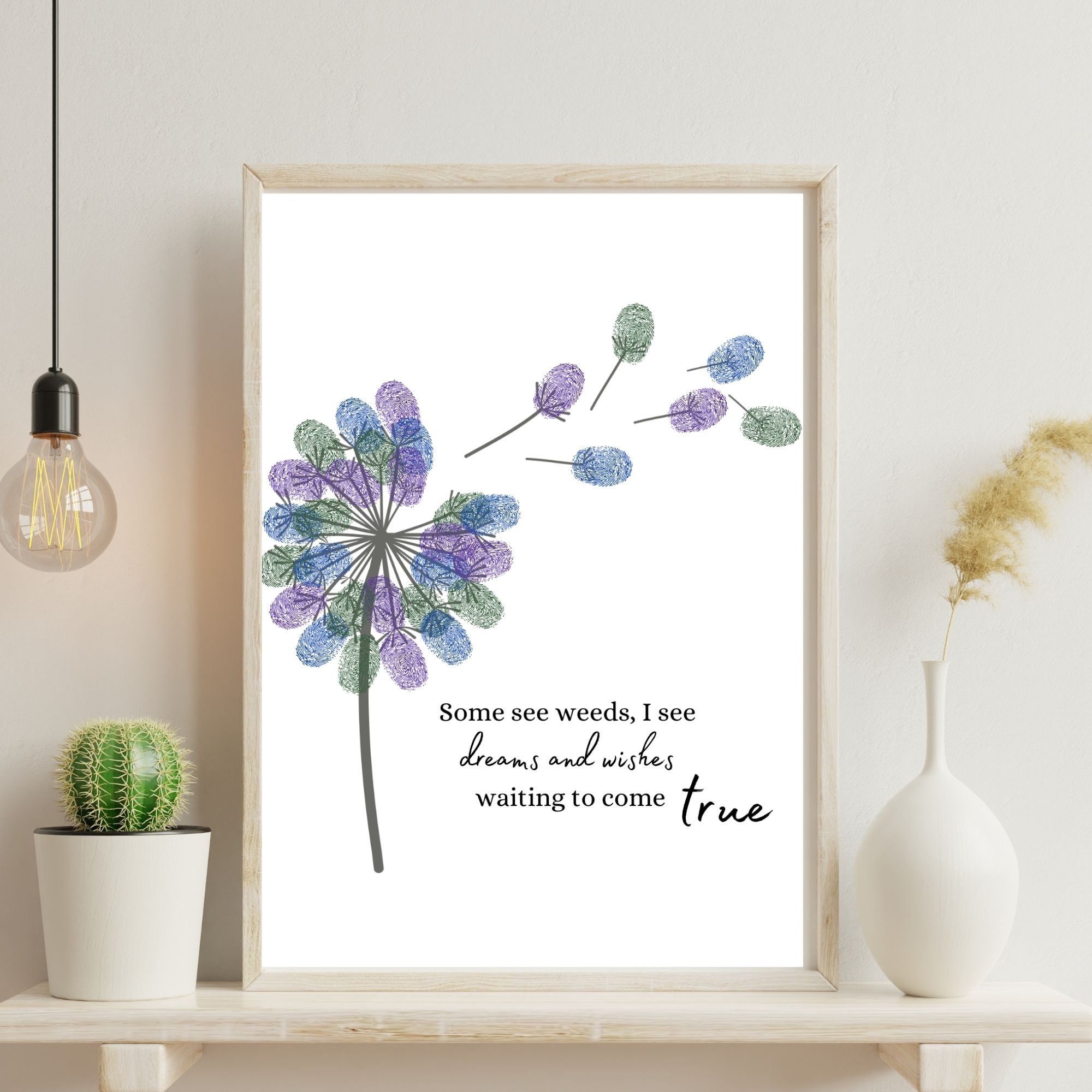 Fingerprint Art Dandelion Wishes Handprint Craft Project, Inspirational ...