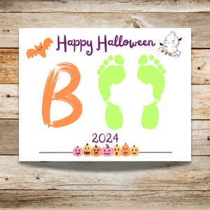Halloween Footprint Art, Footprint Craft, Boo Preschool Activity Babies ...