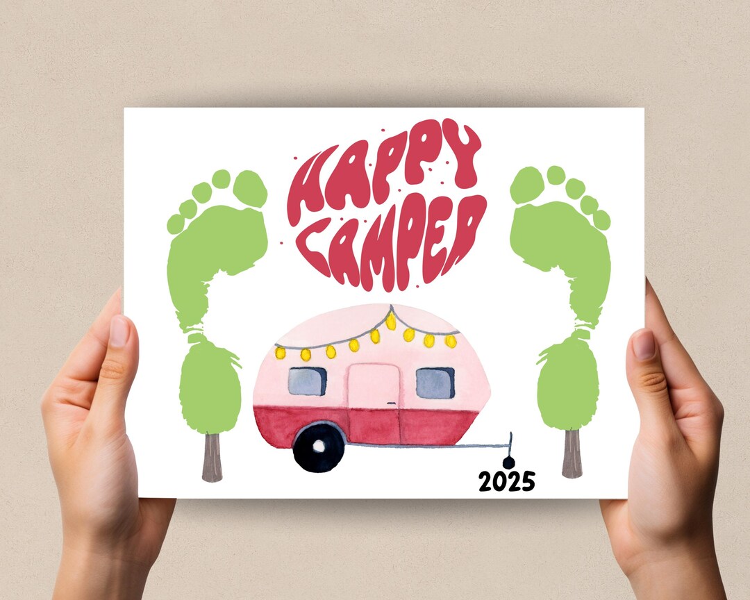 Summer Footprint Art. Happy Camper Craft for Babies, Toddlers. Activity ...