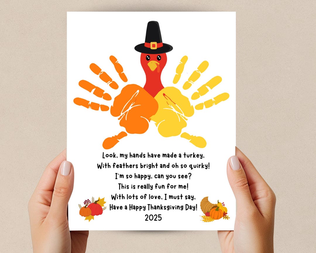 Turkey Handprint Art, Thanksgiving Poem, Handprint Craft, Preschool ...