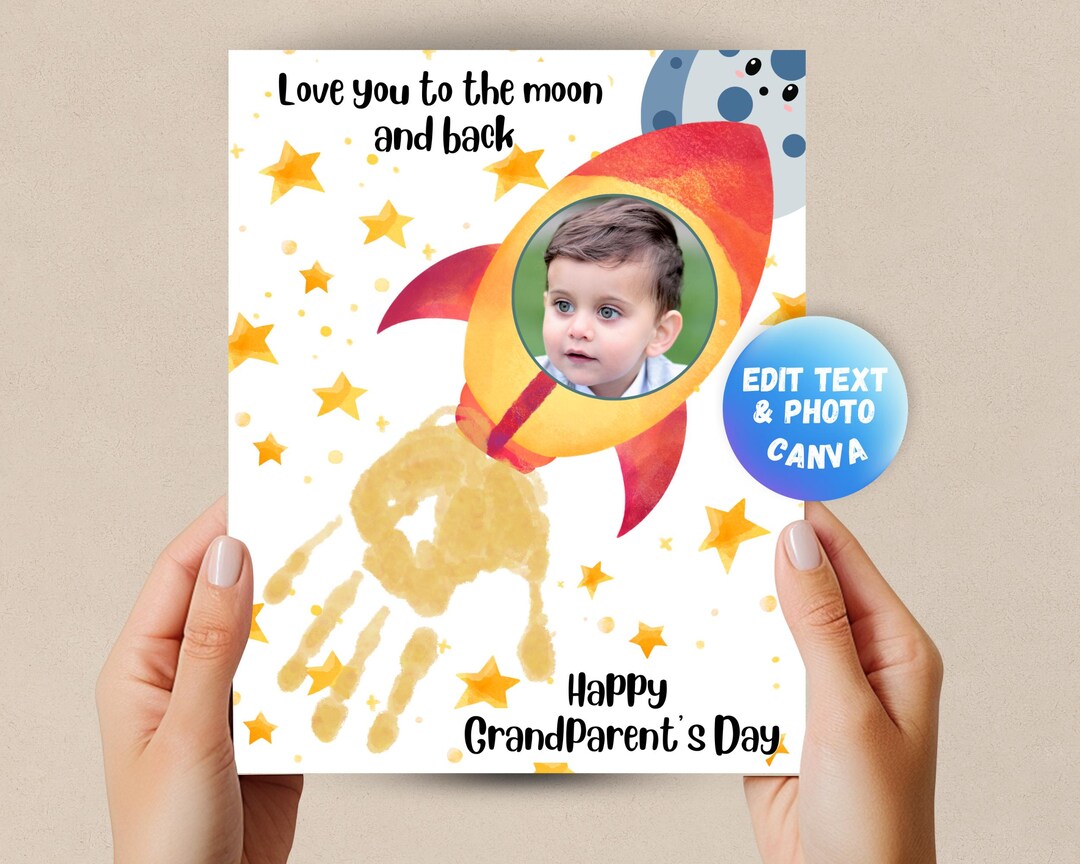 Grandparent's Day Fingerprint Craft With Child's Photo, Gift for ...