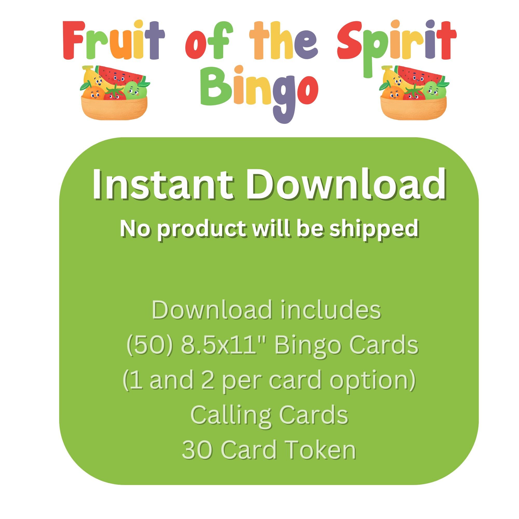 Fruit of the Spirit Bingo Game, 50 Printable Bingo Cards, Fruit of the ...
