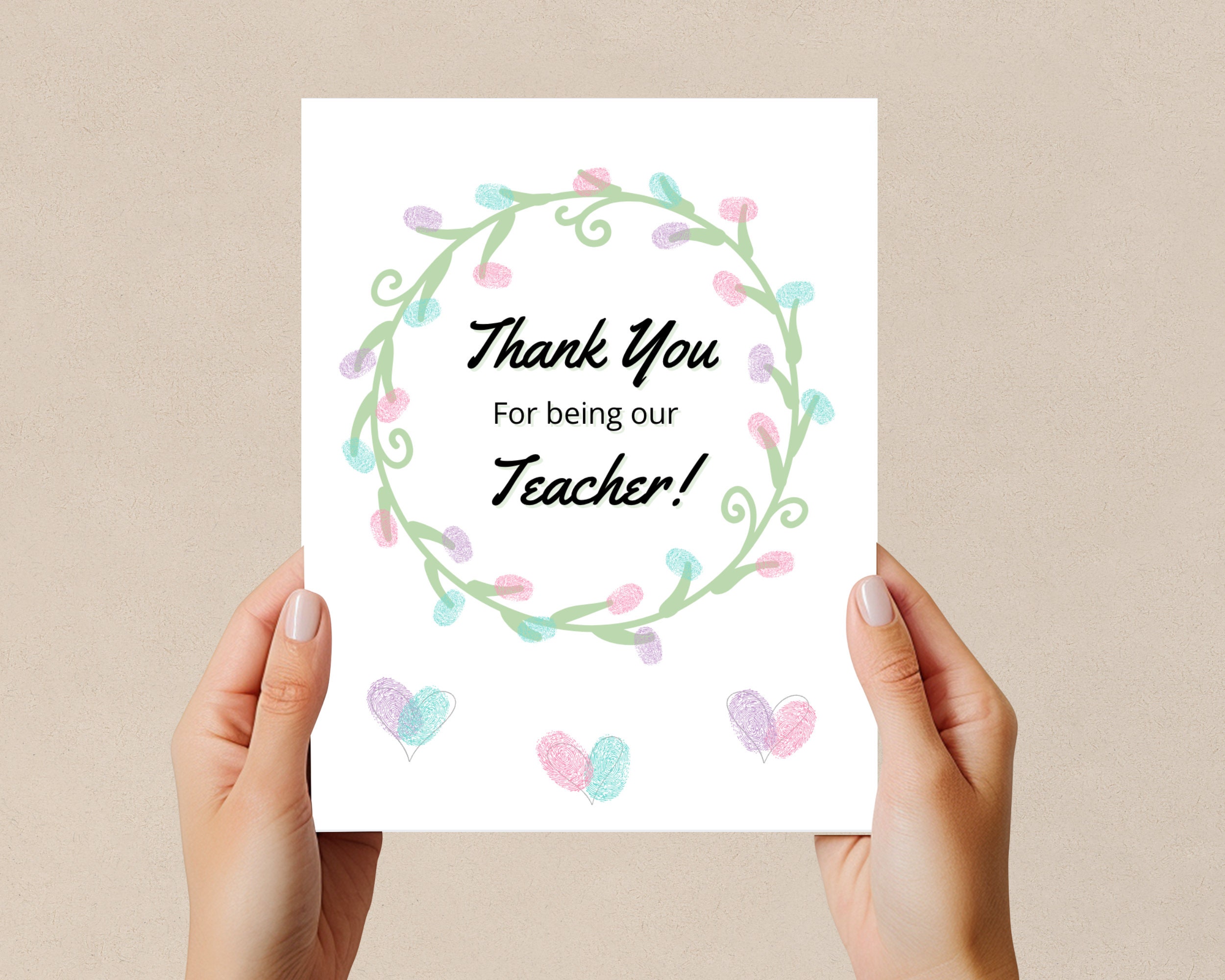 Teacher Appreciation Gift, Fingerprint Art. Year End Gift for Teacher ...