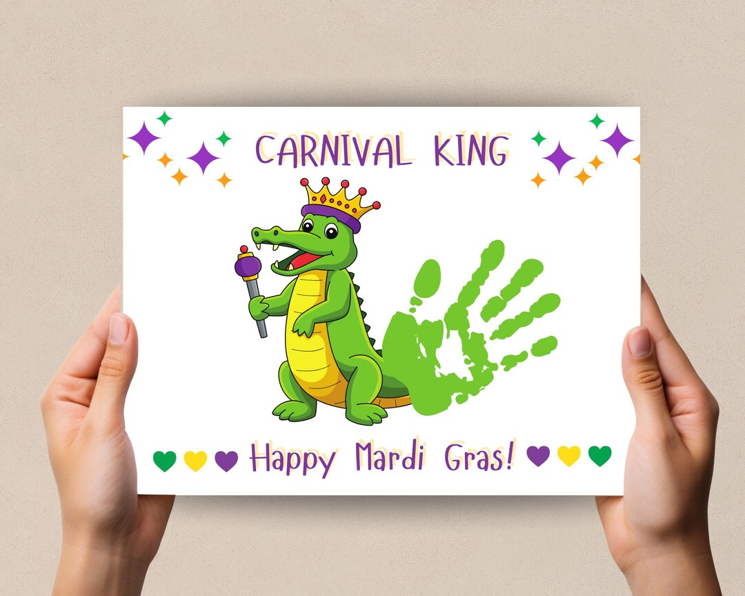 Mardi Gras Handprint Craft, Mardi Gras Handprint Art, Printable ...
