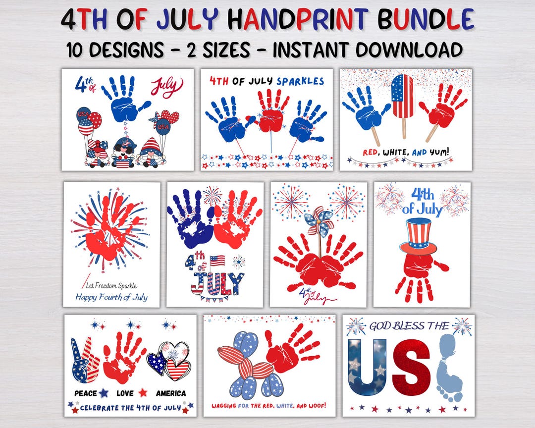4th of July Handprint Art Bundle, 4th of July Handprint Craft ...