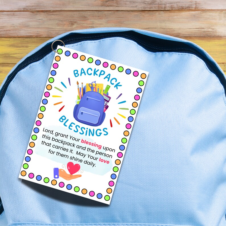 Backpack Blessings Tag, Back to School, Sunday School Printable, Church ...