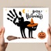 Halloween Handprint Art, Black Cat Handprint Craft, Preschool Activity ...