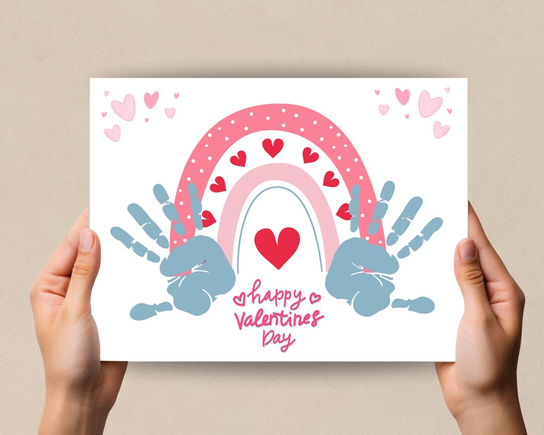 Valentines Day Handprint Art, Valentines Handprint Craft, Rainbow ...