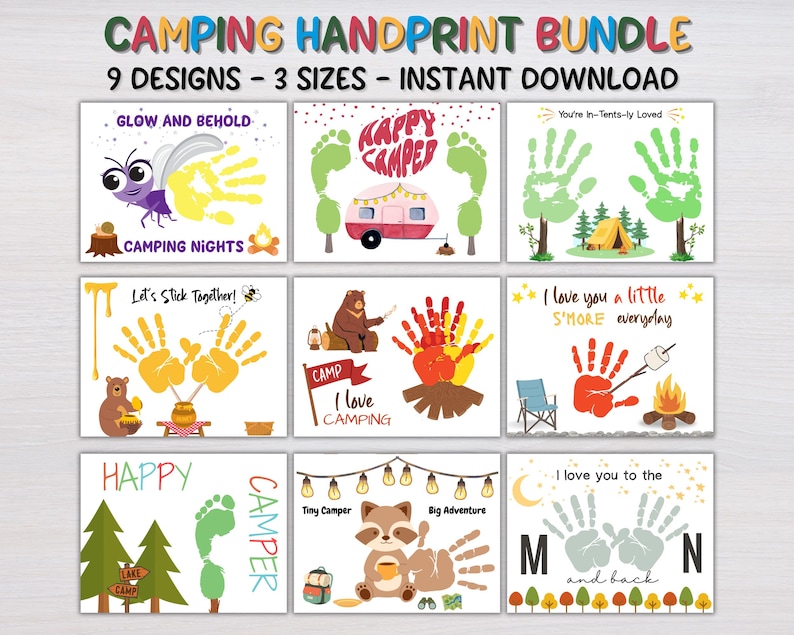 Camping Handprint Craft Bundle, Summer Handprint Art, Printable ...