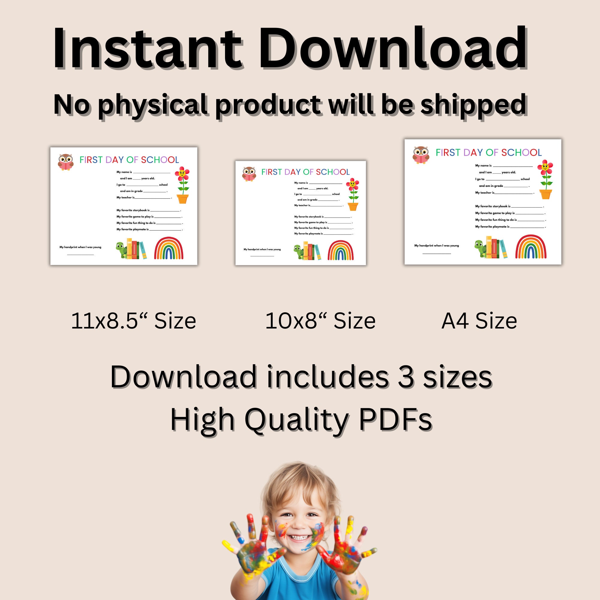 First Day of Preschool Handprint Art, Handprint Craft, First Day of ...