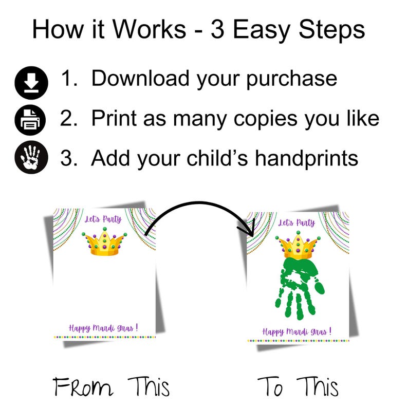 Mardi Gras Handprint Craft, Mardi Gras Handprint Art, Crown Handprint ...