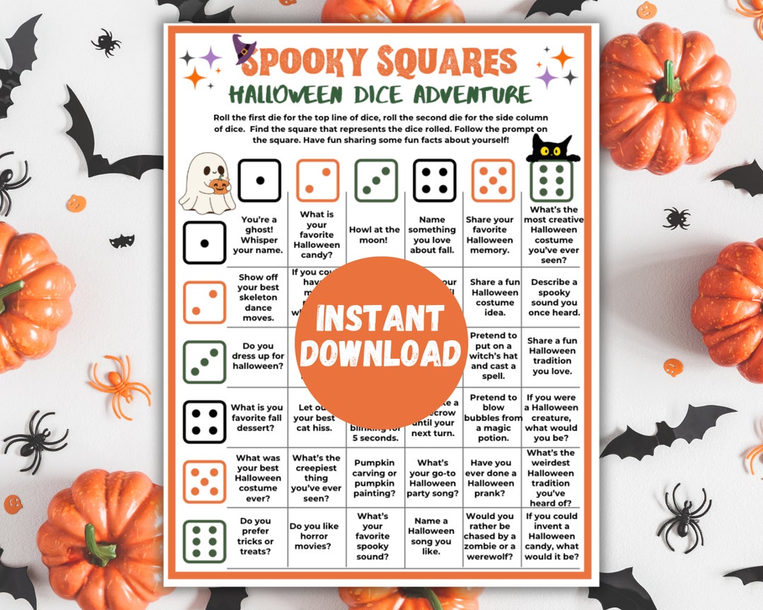Halloween Icebreaker Dice Game, Halloween Printable Game for Adults ...