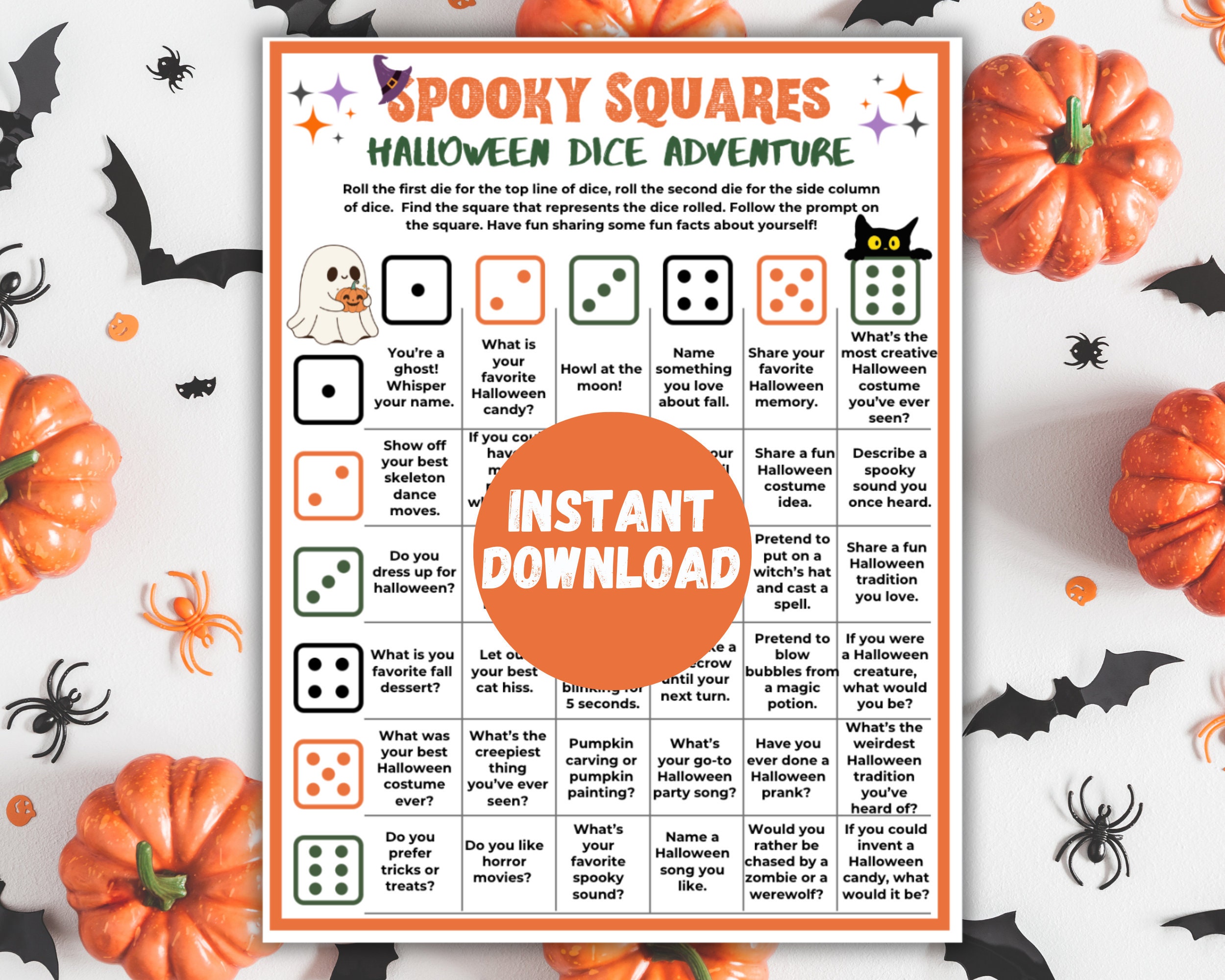 Halloween Icebreaker Dice Game, Halloween Printable Game for Adults ...