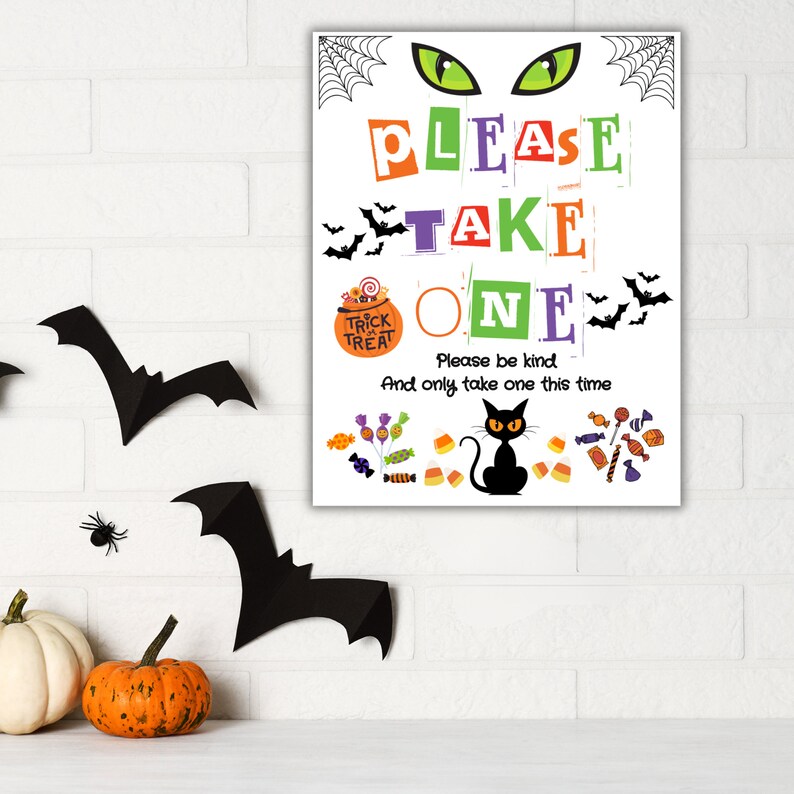 Halloween Candy Sign, "please Take One" Sign, Halloween Decor ...