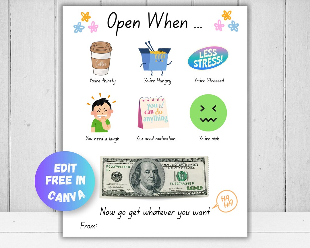 Open When College Gift, Funny Gag Gift, Printable Card, Going Away Gift ...