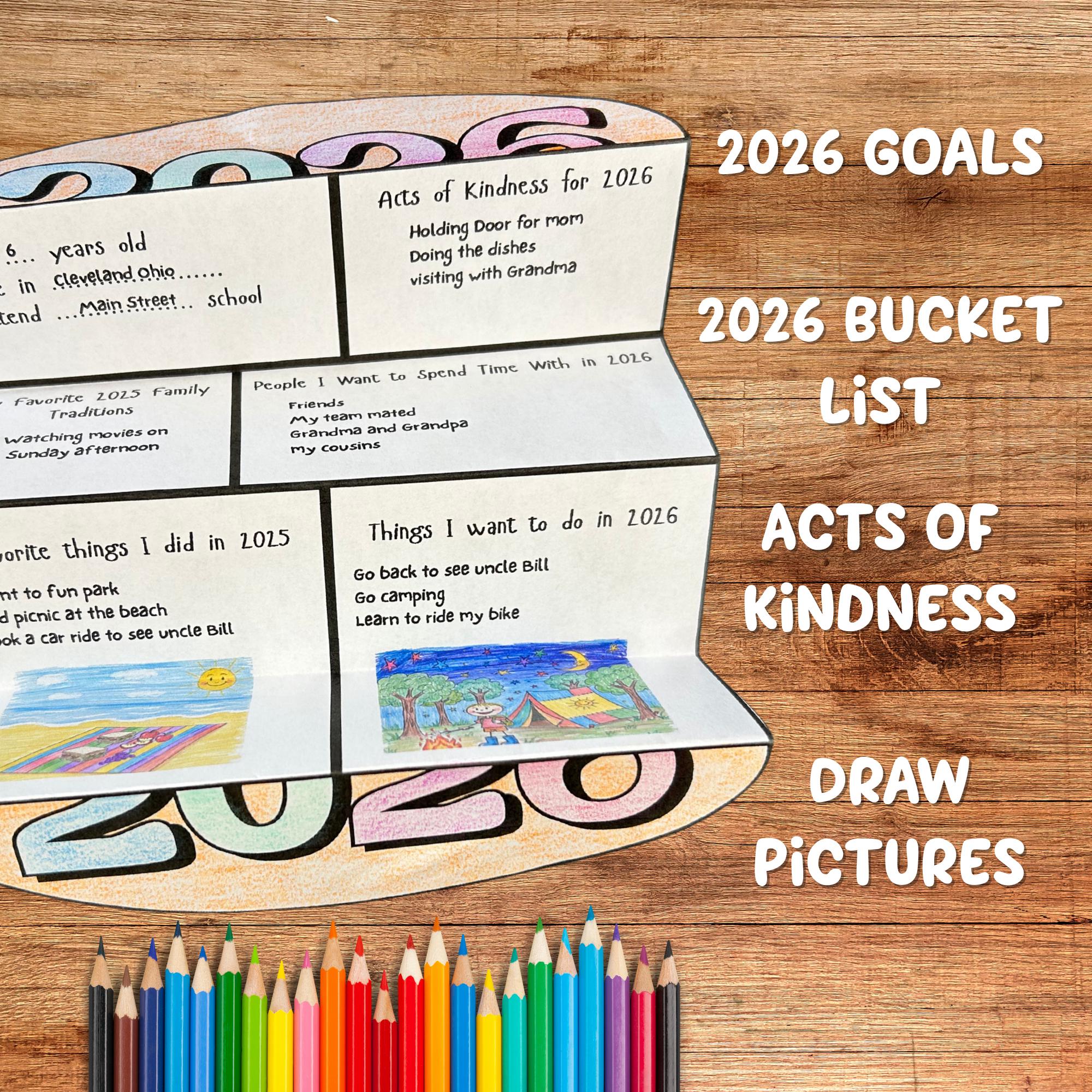 New Years 2026 Activity for Kids, Printable Reflection and Goals ...