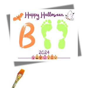 Halloween Footprint Art, Footprint Craft, Boo Preschool Activity Babies ...