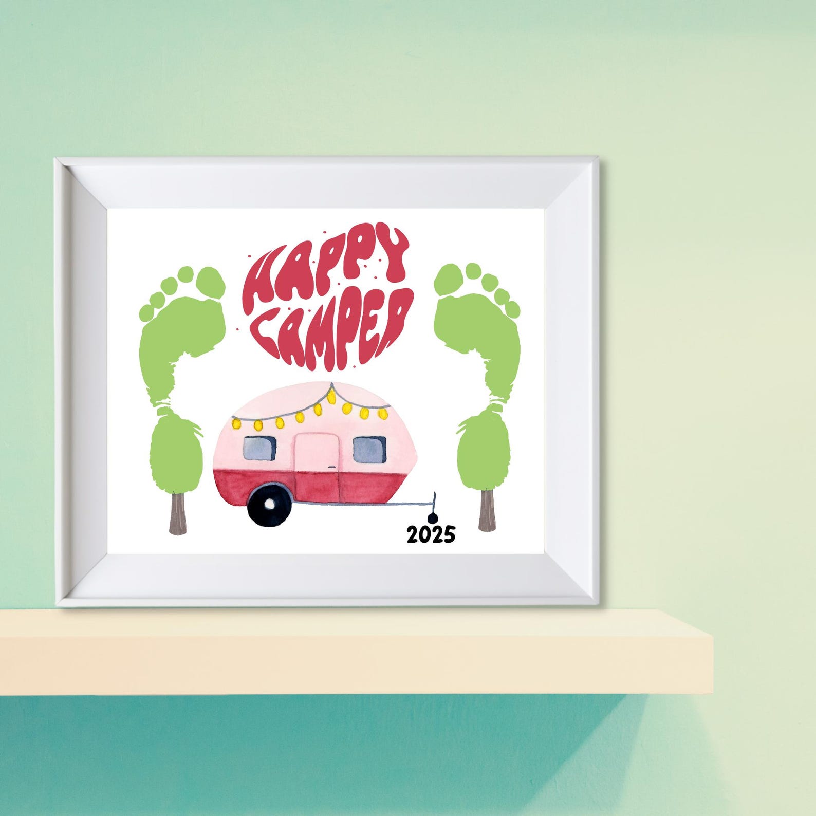 Summer Footprint Art. Happy Camper Craft for Babies, Toddlers. Activity ...