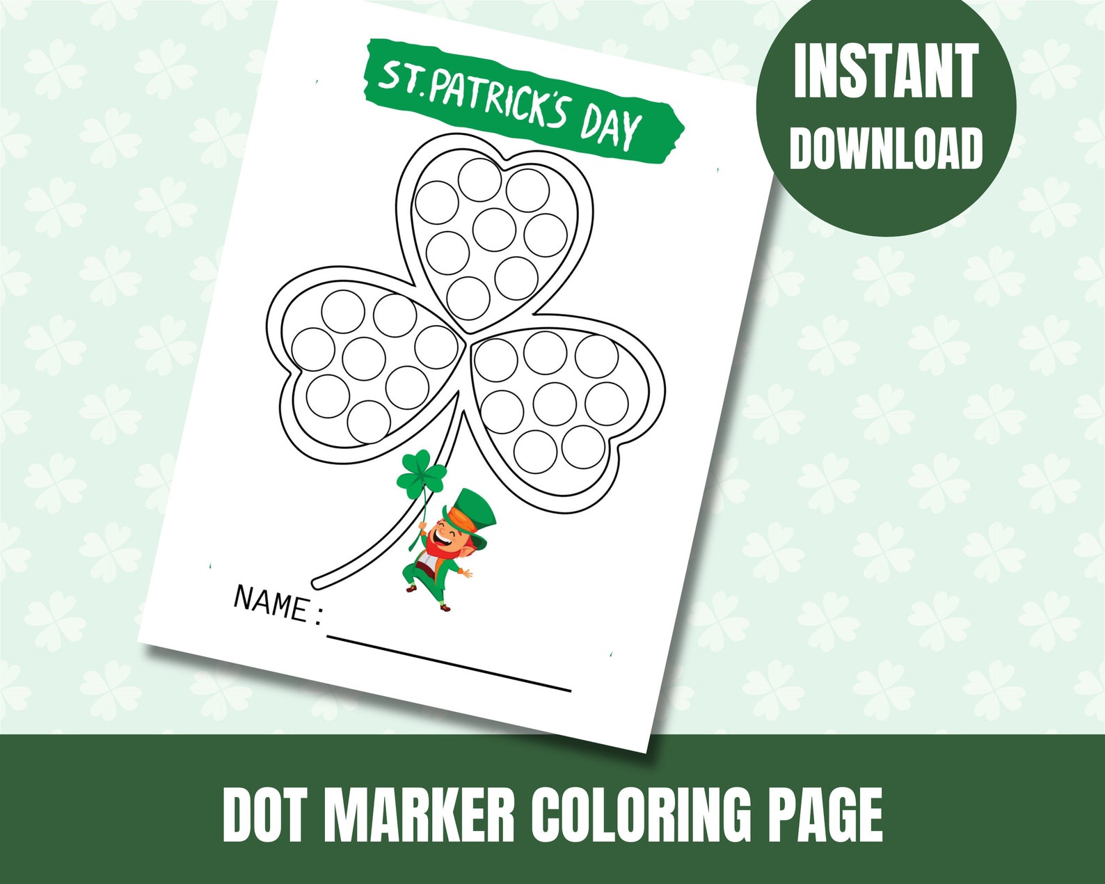 St Patrick's Day Dot Marker Coloring Page for Preschoolers. St Patrick ...
