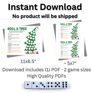 Roll a Tree Game, Printable Holiday Game, Christmas Party, Candy Game ...