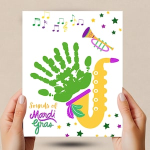 Mardi Gras Handprint Craft, Mardi Gras Handprint Art, Printable ...