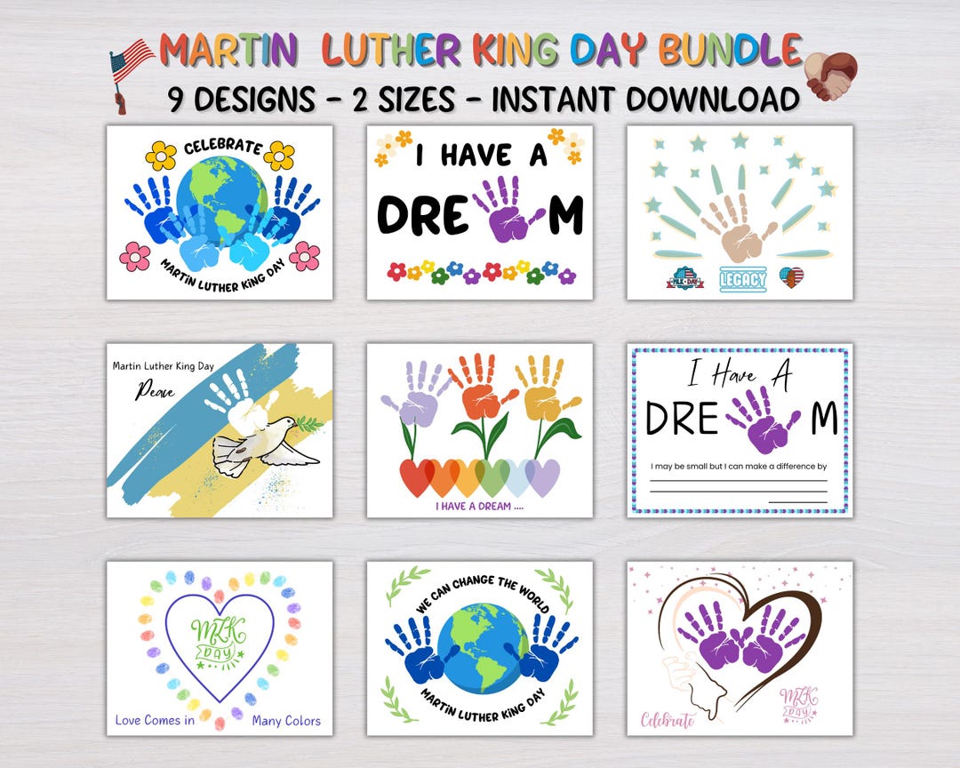 Martin Luther King Handprint Art Bundle, Handprint Craft, Printable ...