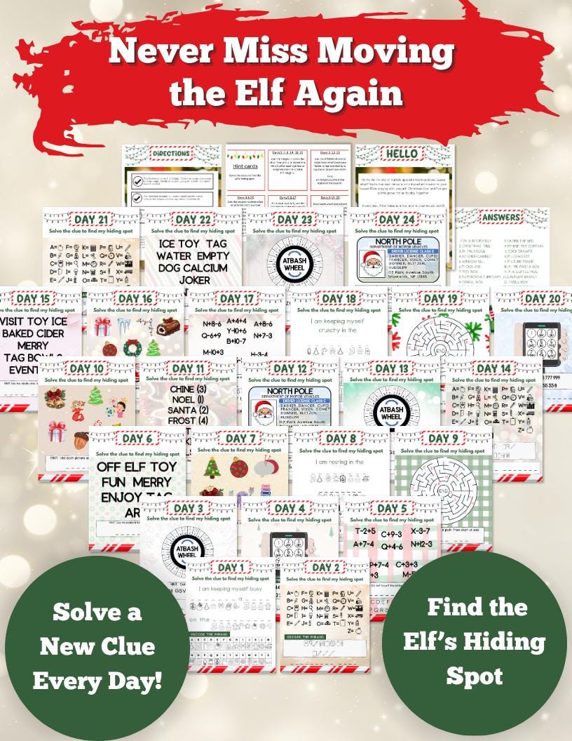 Elf Scavenger Hunt, Christmas Treasure Hunt, Elf Notes, Advent Calendar ...