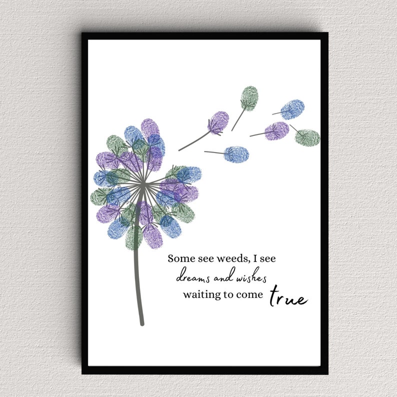 Fingerprint Art Dandelion Wishes Handprint Craft Project, Inspirational ...