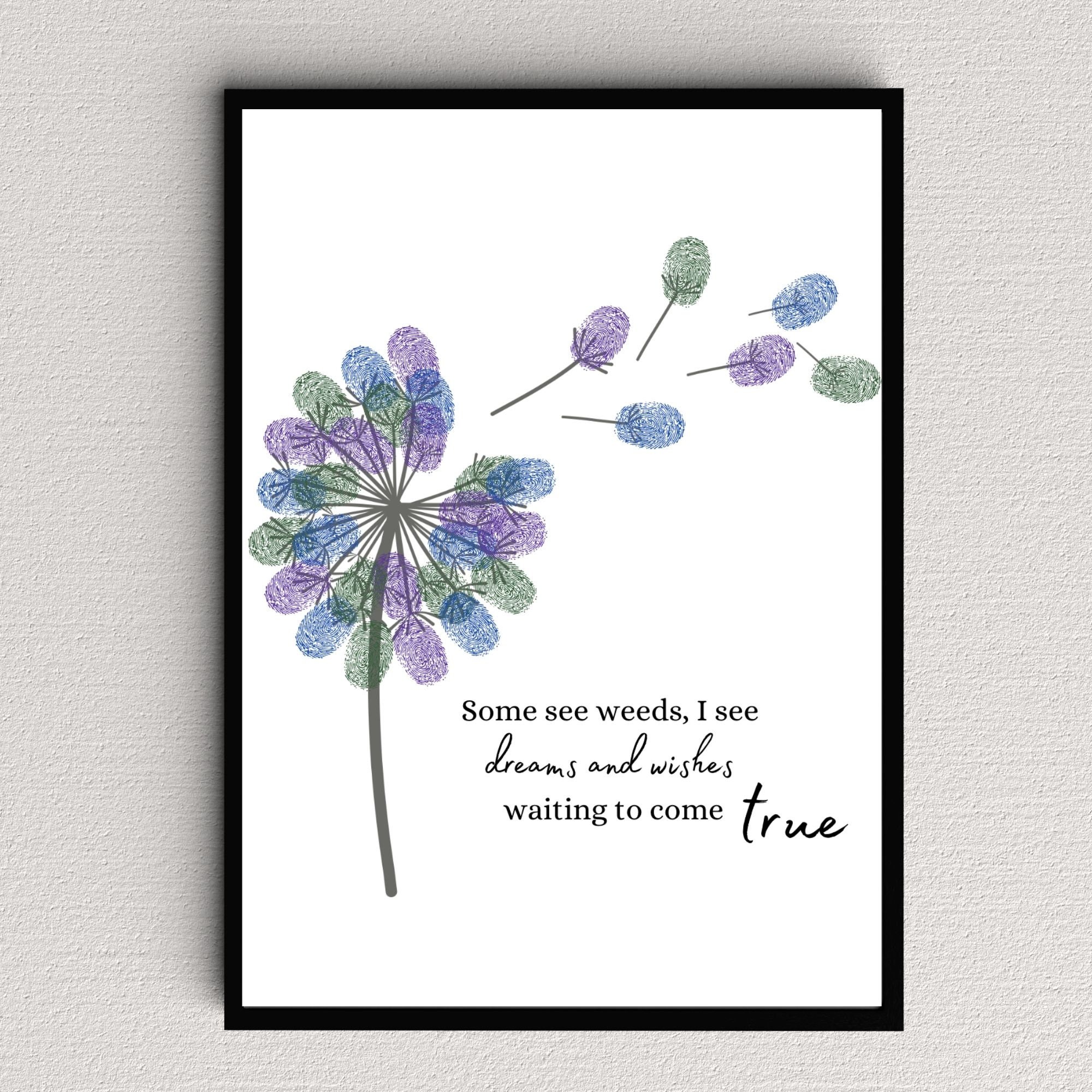 Fingerprint Art Dandelion Wishes Handprint Craft Project, Inspirational ...