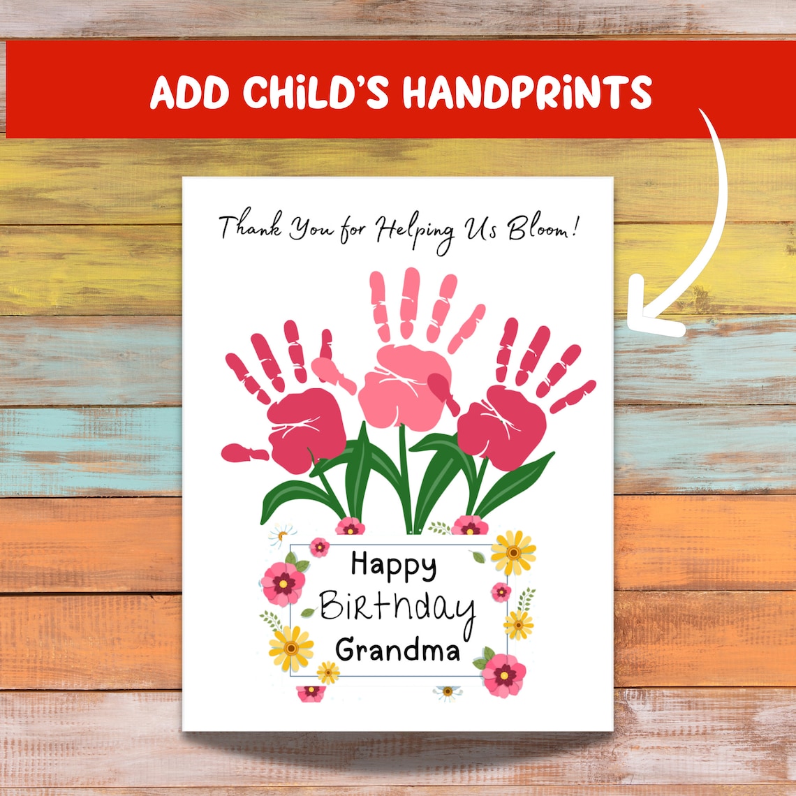 Birthday Handprint Craft, Grandma Handprint Art, Preschool Baby Toddler ...