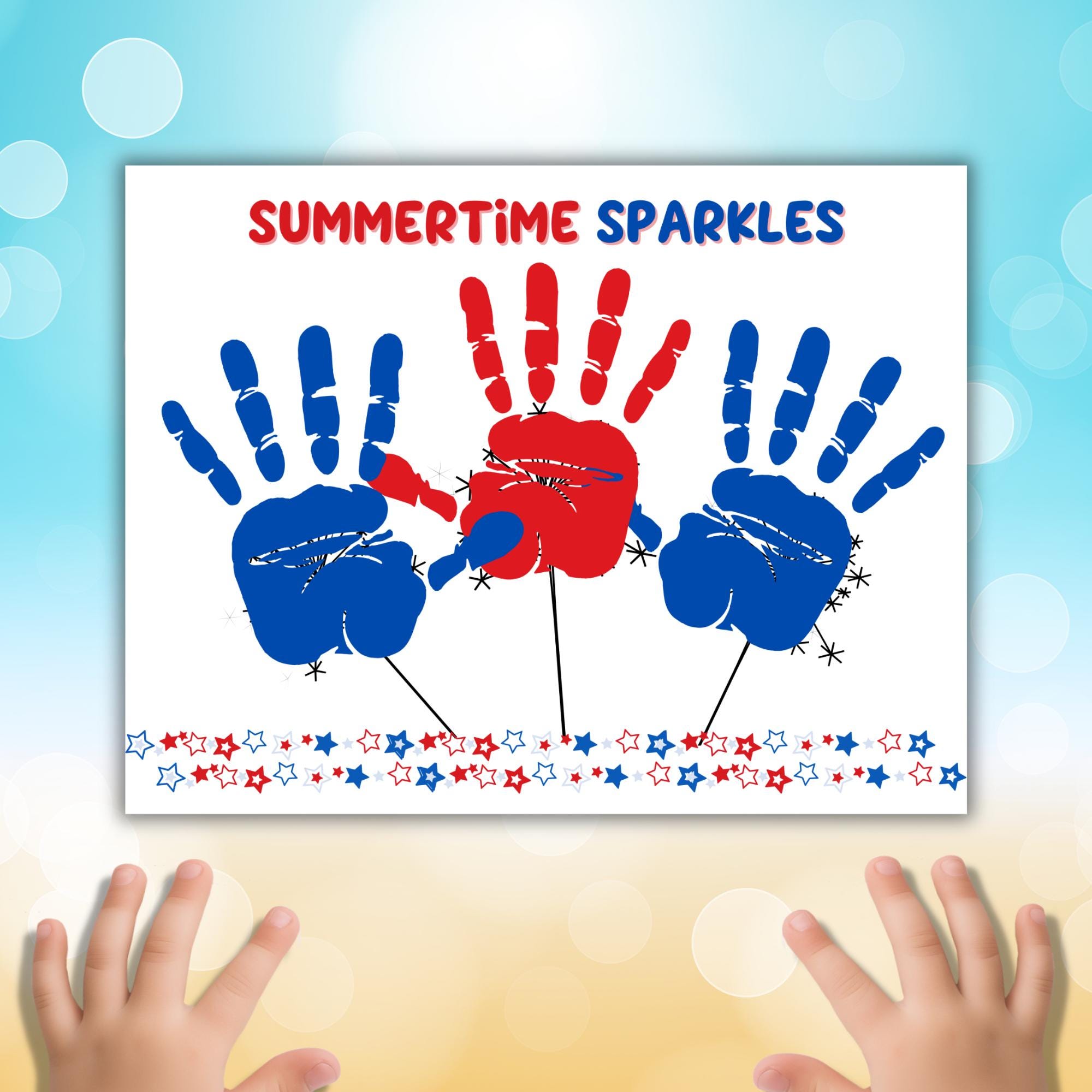 Summer Handprint Craft, Handprint Art, Sparkler Handprint, Preschool ...