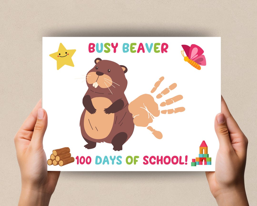 100 Days of School Handprint Craft, Handprint Art, Busy Beaver ...