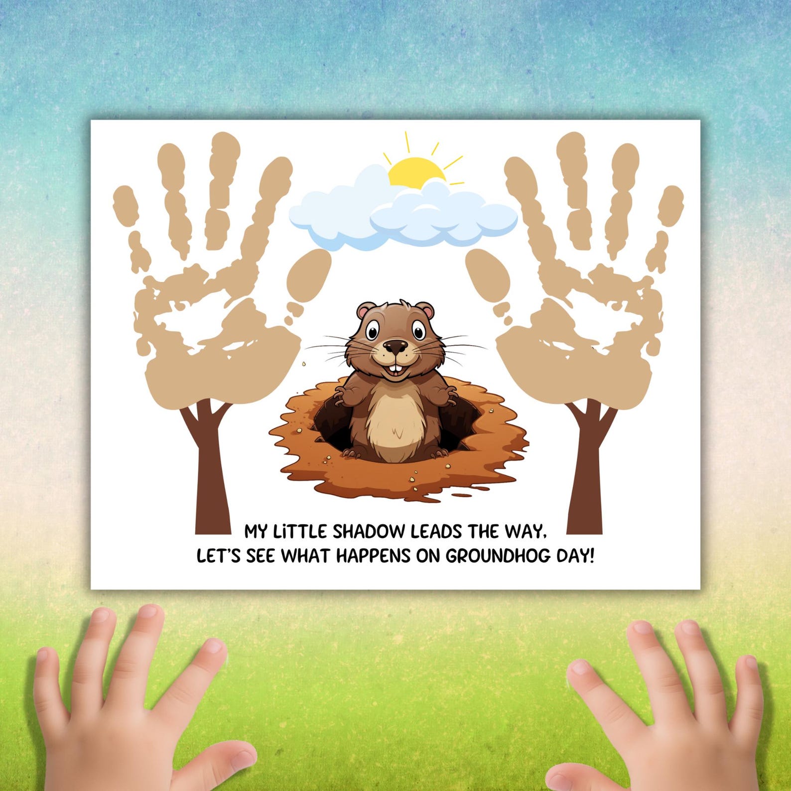 Groundhog Day Handprint Craft, Winter Handprint Keepsake, Groundhog Day ...