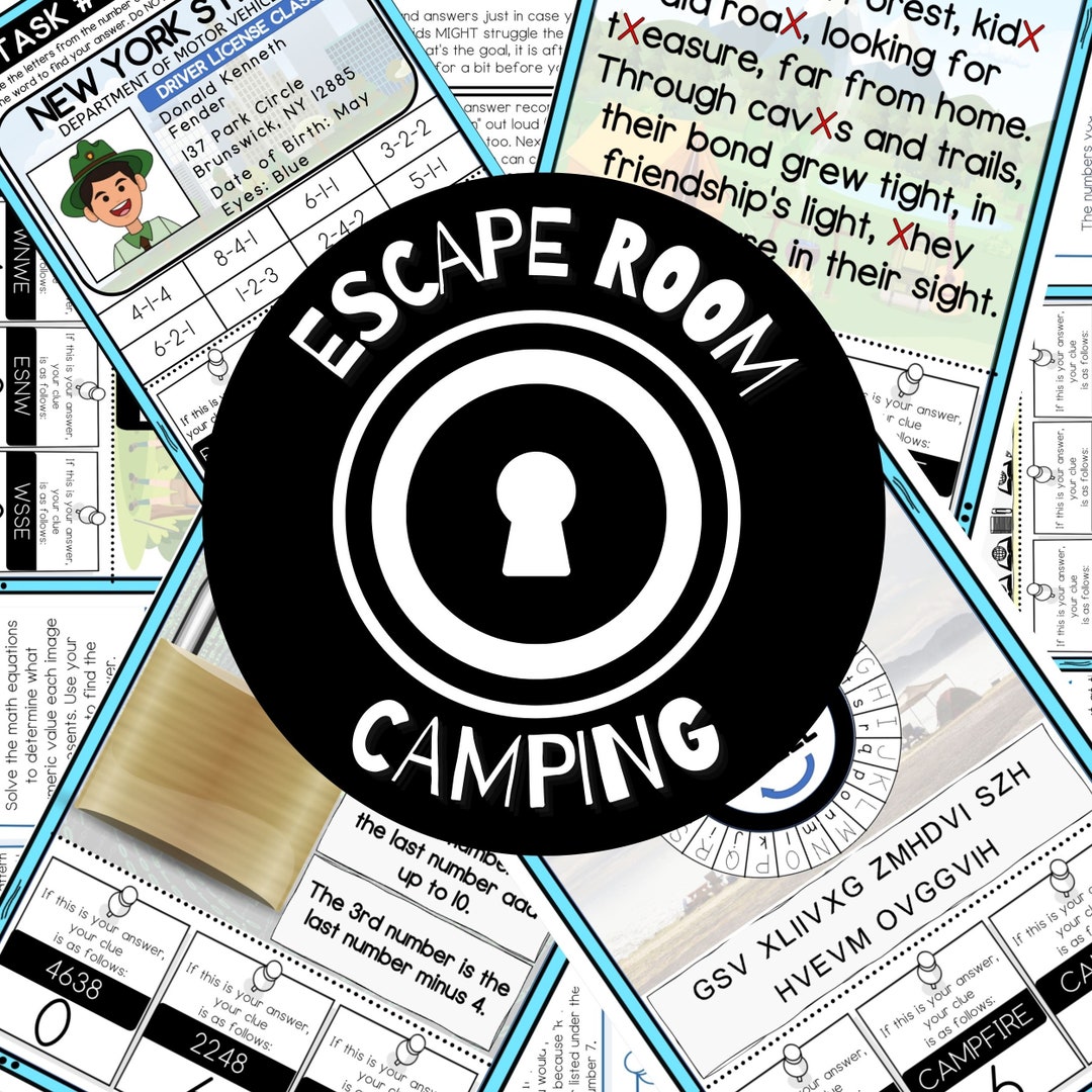 Camping Escape Room for Kids, Printable Escape Room Kit, Camping Escape ...