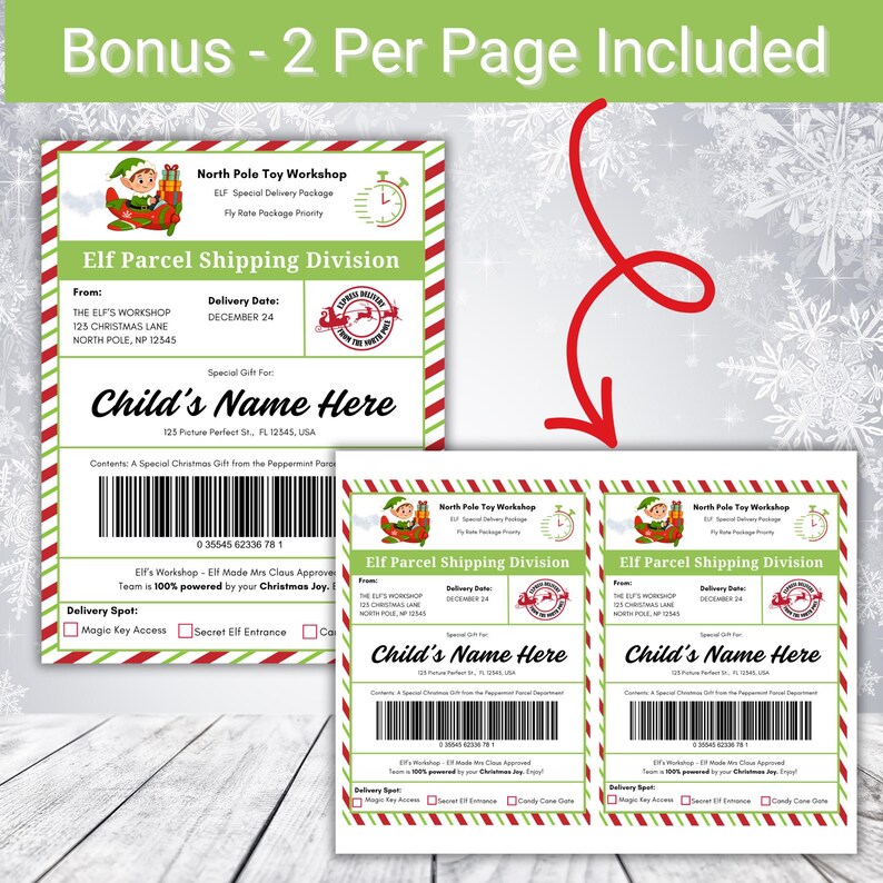 EDITABLE Elf Shipping Label, Printable Elf Shipping Label, Elf Arrival ...