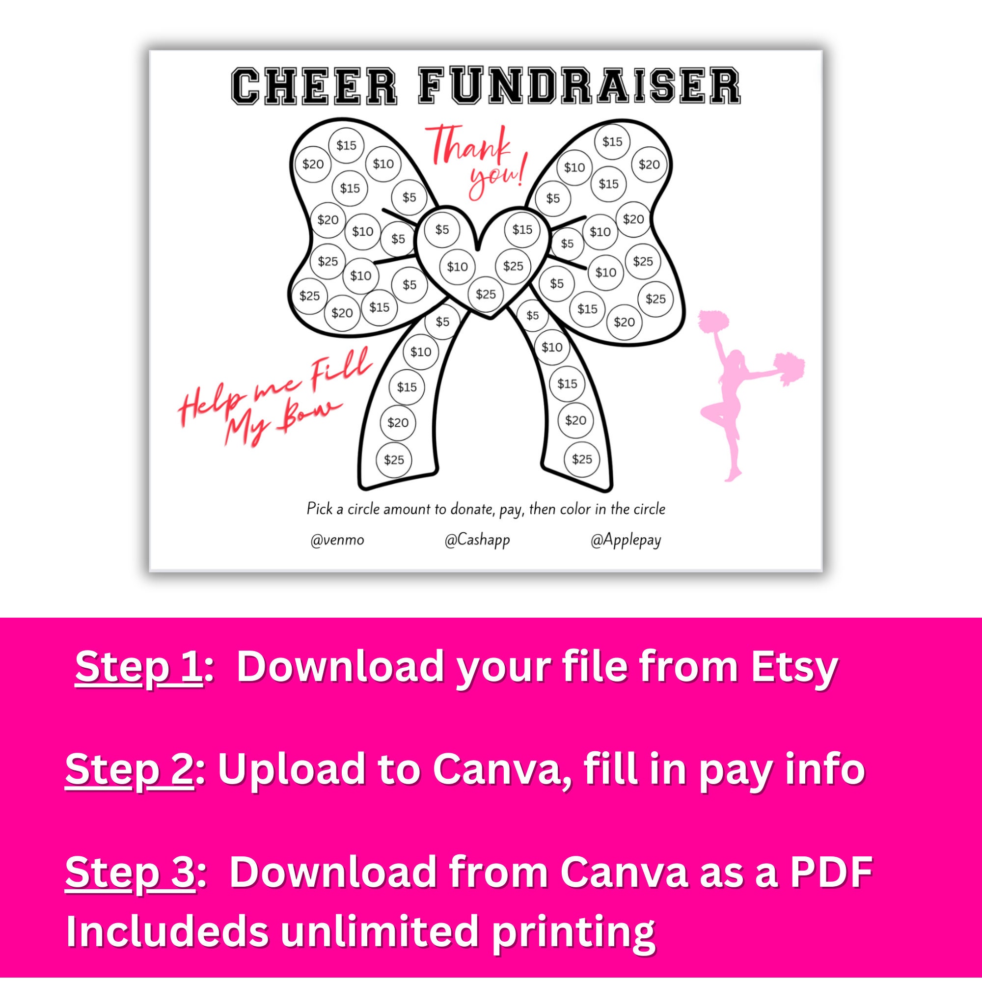 Fill My Bow, Cheerleading Fundraiser, Cheer Team Fundraising Template ...
