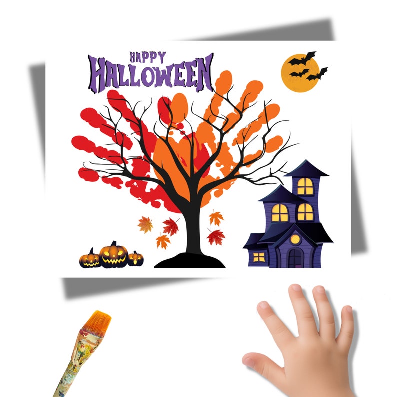 Halloween Handprint Art, Handprint Craft, Halloween Preschool Activity ...