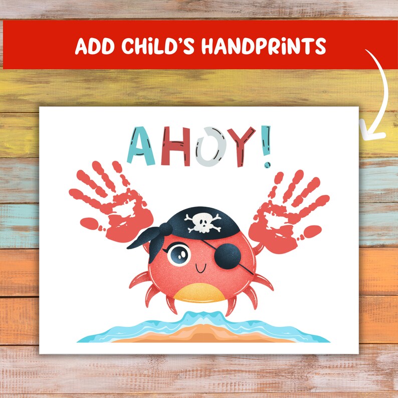 Pirate Handprint Art, Handprint Crab Craft for Babies, Toddlers ...