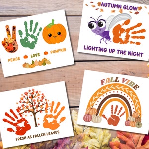 Fall Handprint Art Bundle, Fall Handprint Craft, Printable Activity for ...