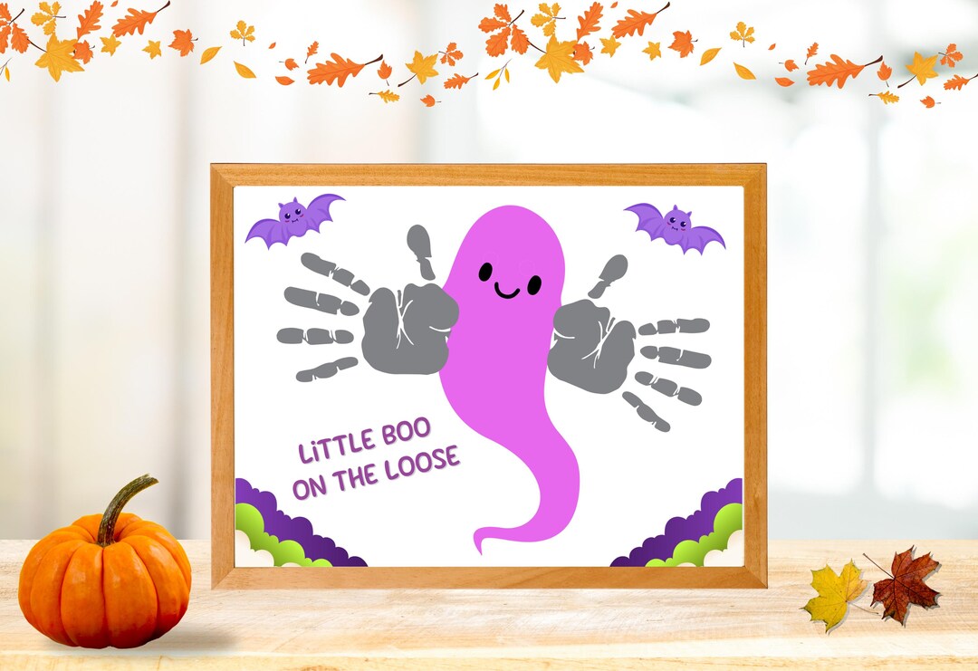 Ghost Handprint Craft, Halloween Handprint Art, Halloween Printable ...