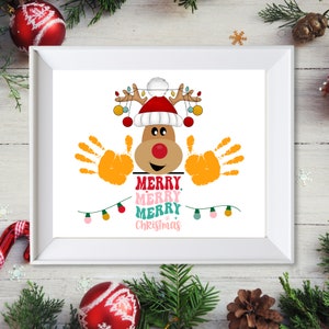 Christmas Handprint Craft, Handprint Art Reindeer Handprint, Christmas ...