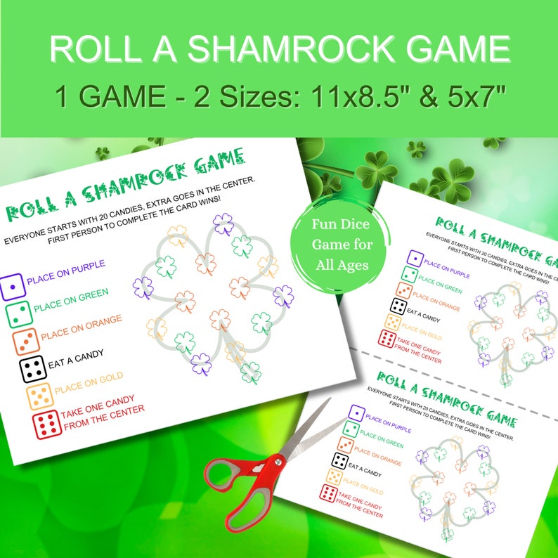 Roll a Shamrock Game, St. Patrick's Day Dice Game. St Patrick's Day ...