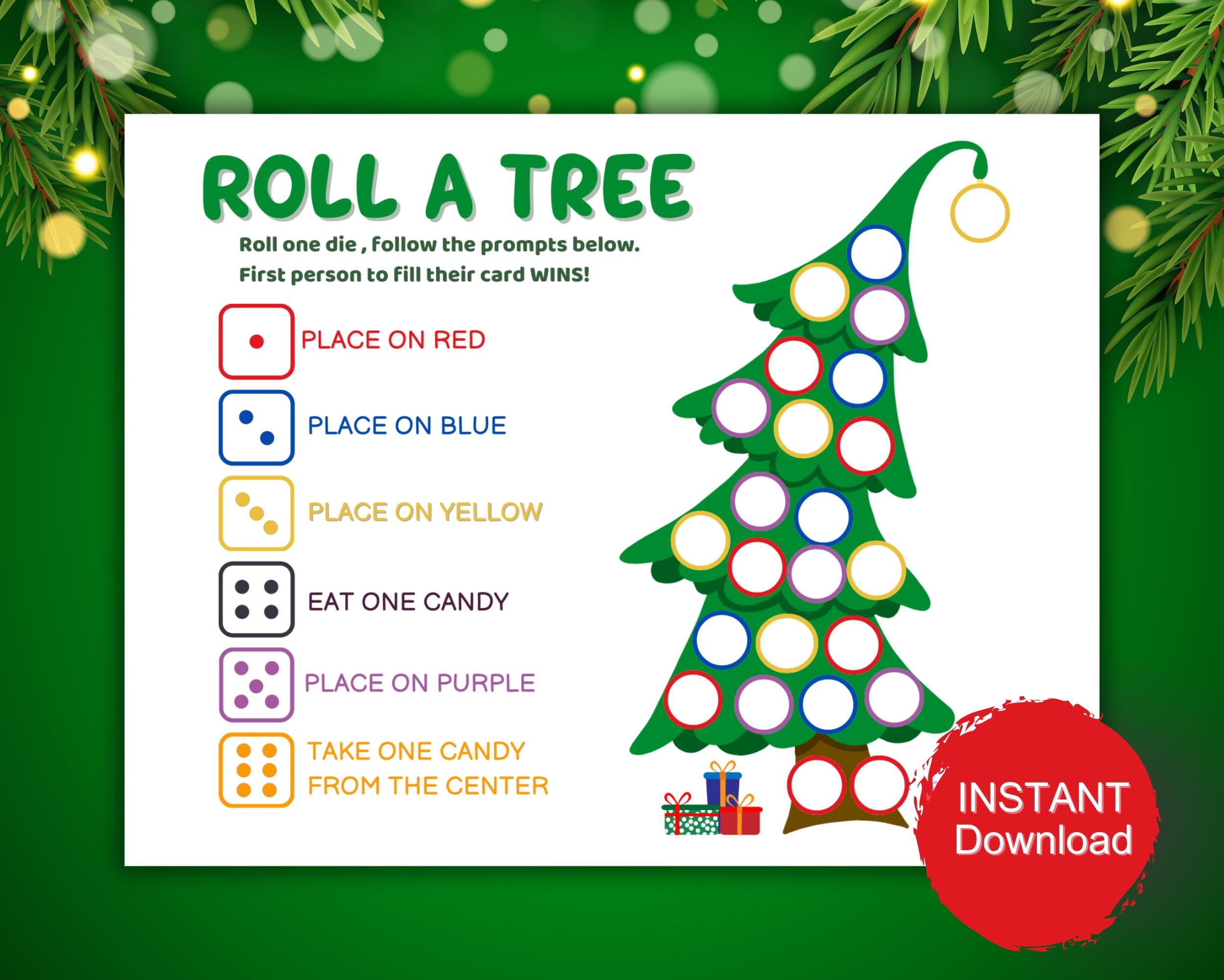 Roll a Tree Game, Printable Holiday Game, Christmas Party, Candy Game ...