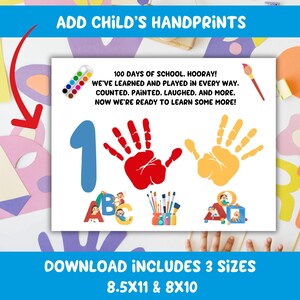 100 Day of School Handprint Art Bundle, Handprint Craft, Printable ...