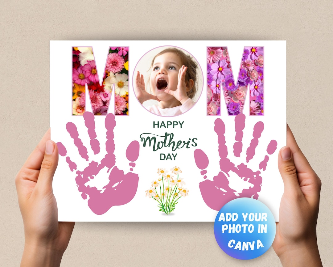 Mother's Day Handprint Craft With Child's Photo, Gift for Mom, Mother's ...