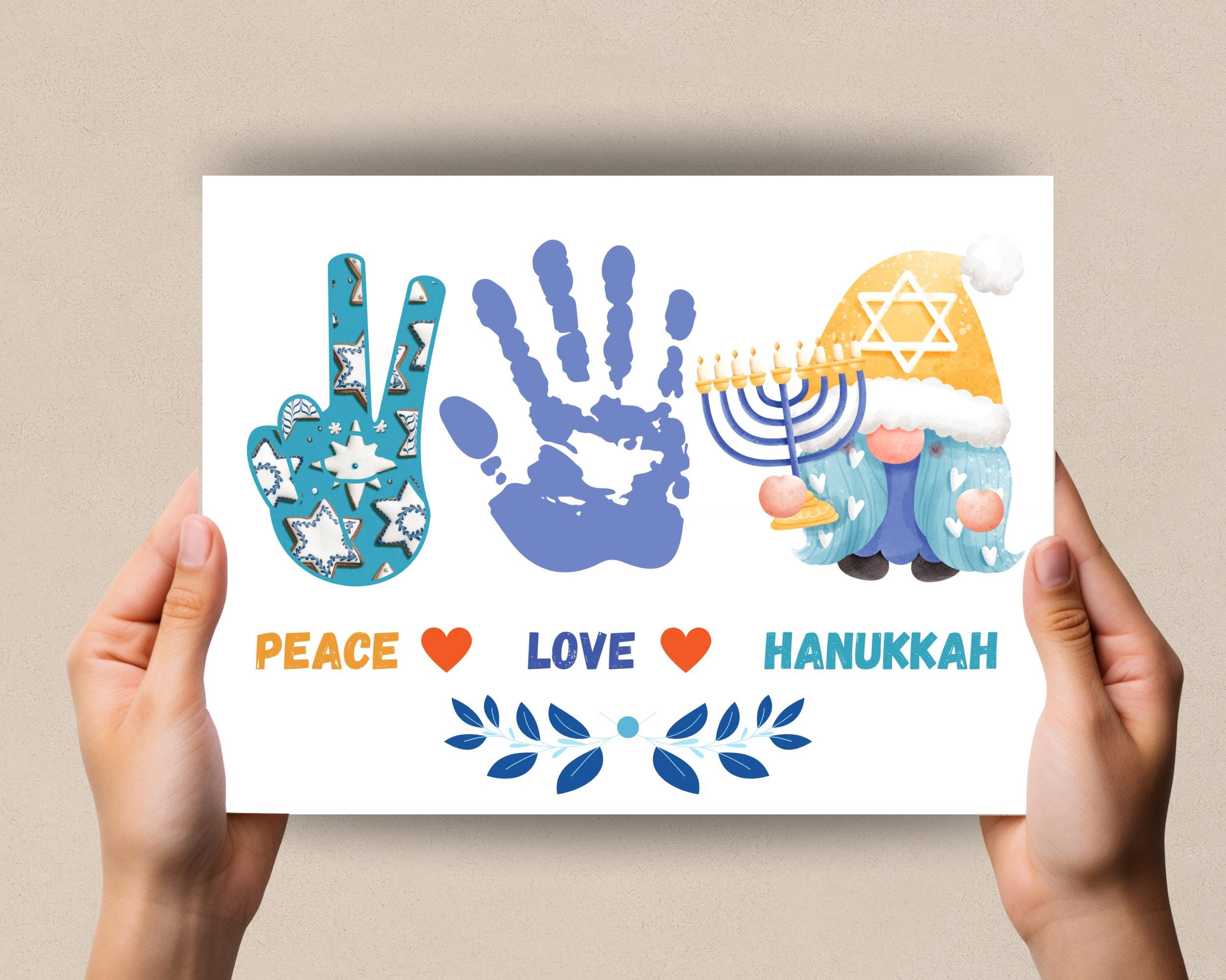 Hanukkah Handprint Craft, Handprint Art, Peace Love Hanukkah, Preschool ...