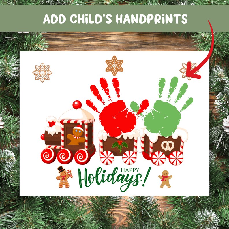 Christmas Handprint Craft, Handprint Art, Train Handprint, Christmas ...
