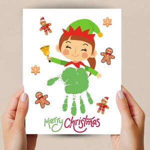Christmas Handprint Craft, Handprint Art Christmas Elf, Christmas ...