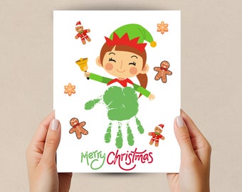 Elf Handprint Art, Christmas Handprint Craft, Baby Toddler Christmas ...